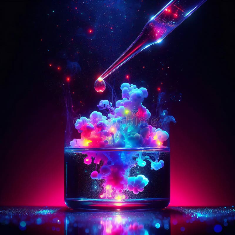 Glowing Drop Creating Colorful Splash, AI Generated Stock Image - Image ...