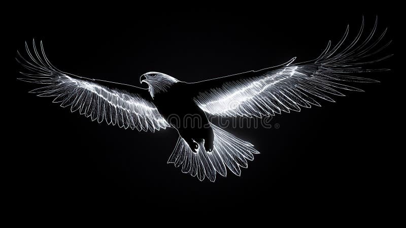Glowing Eagle Soaring Night Sky, Freedom Design Stock Photo - Image of ...