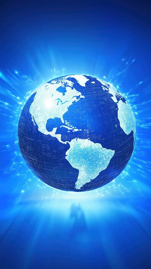 Glowing Earth with Blue Light Effects, Digital Representation of Planet ...