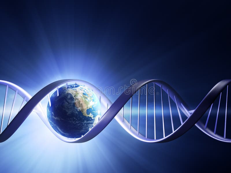 Glowing earth DNA strand stock illustration. Illustration of origin ...