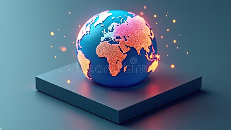 Glowing Earth Globe on Platform Stock Illustration - Illustration of ...