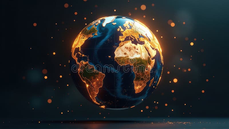 Glowing Earth Globe with Sparkles Stock Illustration - Illustration of ...