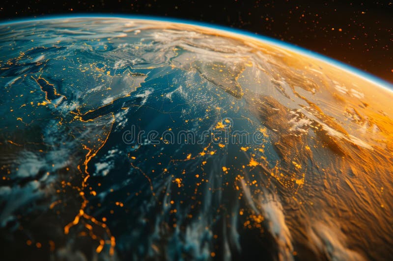 Glowing Earth Night Lights from Space Stock Image - Image of shot ...