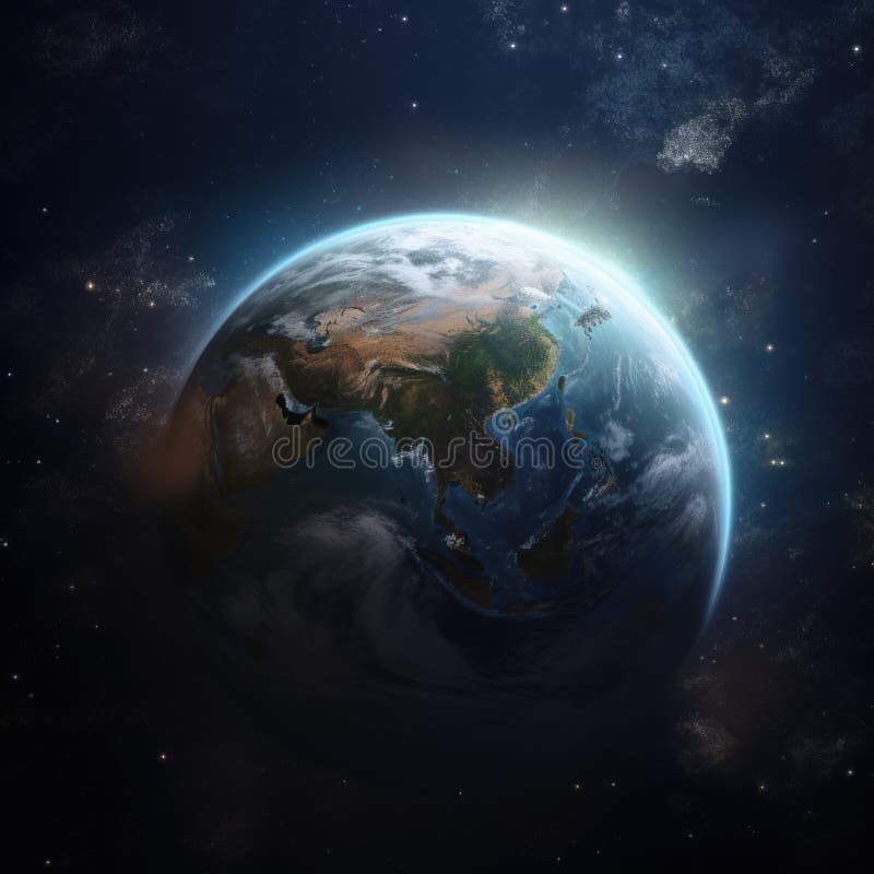 Glowing Earth in the Universe Generative AI Stock Illustration ...