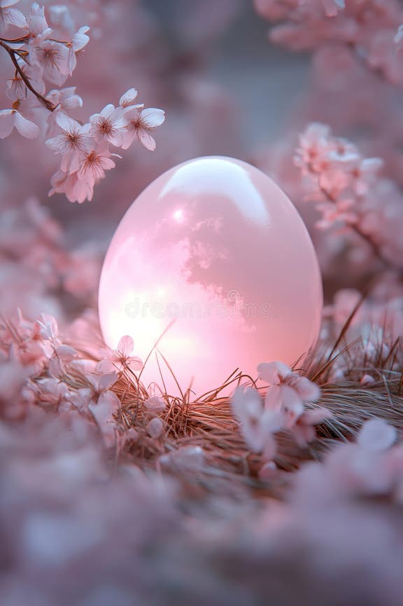 A Glowing Easter Egg Rests on a Bed of Soft Grass, Illuminated by the ...