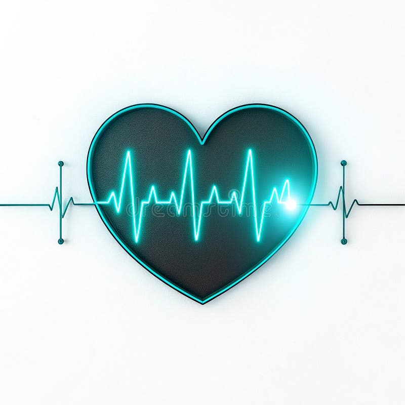 Glowing ECG Line Forming Heart Shape Stock Illustration - Illustration ...