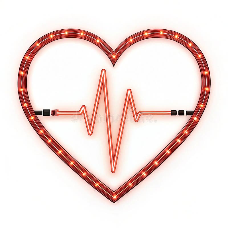 Glowing ECG Line Forming Heart Shape Stock Illustration - Illustration ...