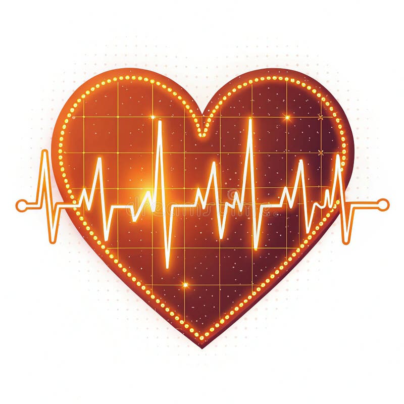 Glowing ECG Line Forming Heart Shape Stock Illustration - Illustration ...
