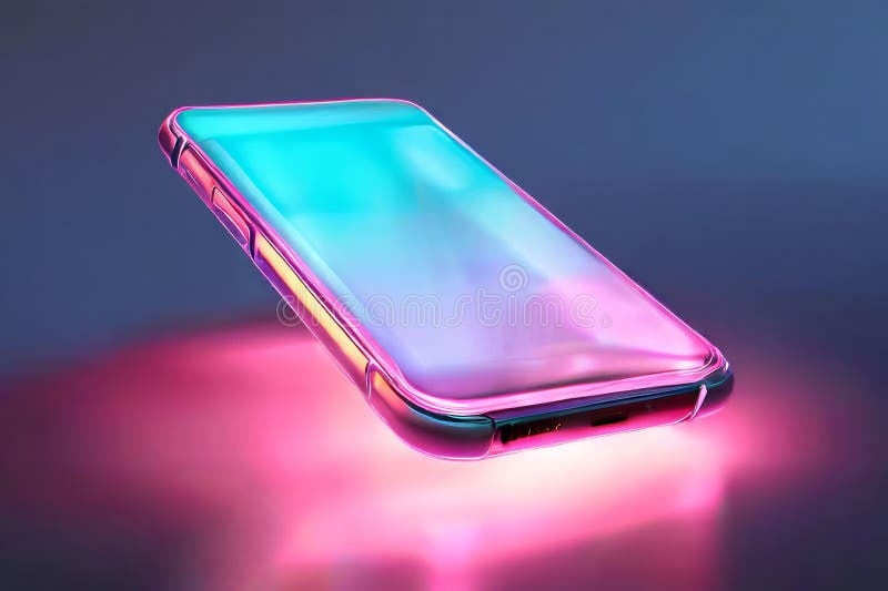Glowing Edges Phones Screen Has Glowing Edges with a Soft and Et Stock ...
