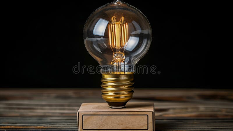 Glowing Edison Bulb on Display Stock Illustration - Illustration of ...