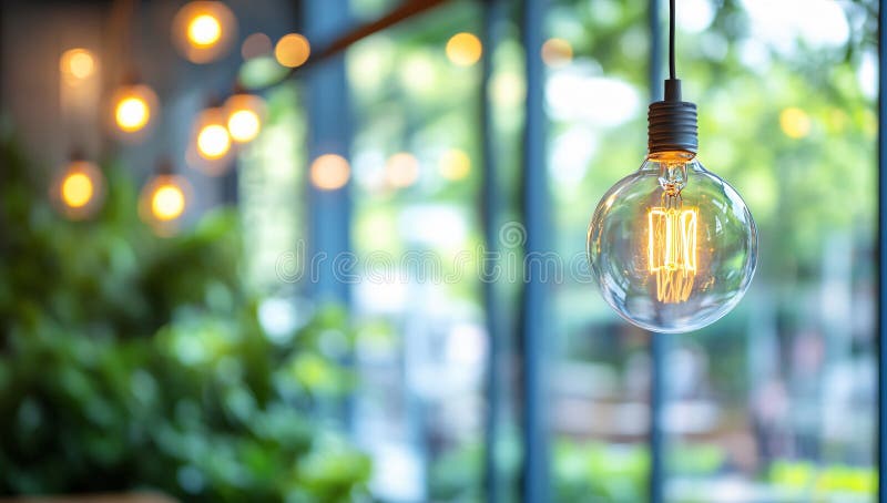Glowing Edison Bulb Hanging Interior Decor High Quality Image Stock ...
