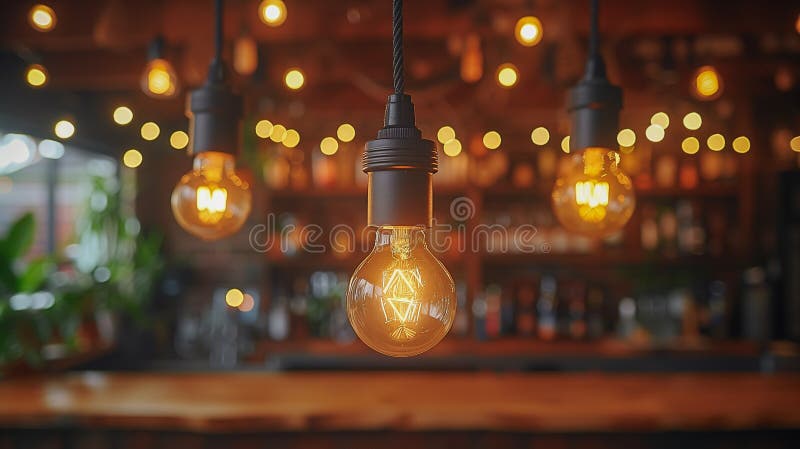 Warm Ambient Lighting in a Cozy Cafe Stock Illustration - Illustration ...