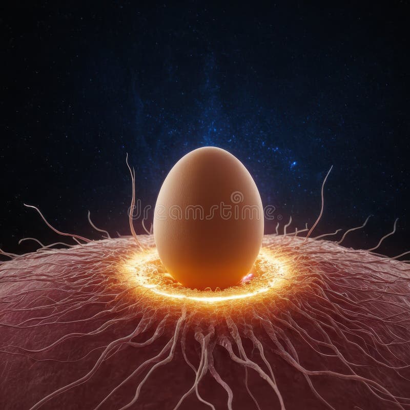 Glowing Egg Surrounded by Fiery Tendrils in Cosmic Space Stock Image ...