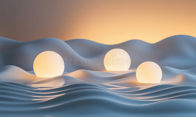 Glowing Eggs on Soft Waves Creating a Serene and Modern Aesthetic Stock ...