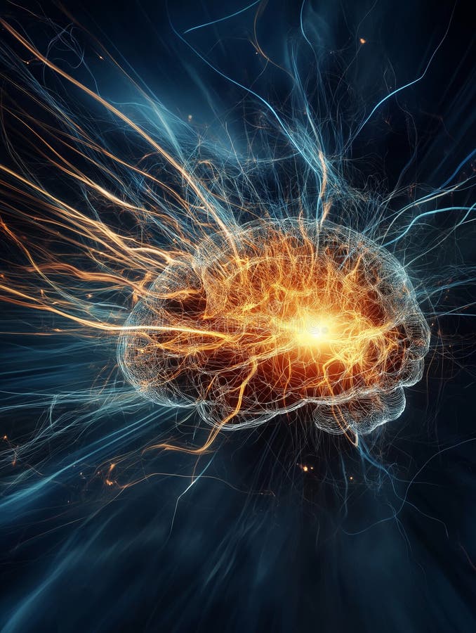 Glowing Electric Brain with Stock Image - Image of futuristic ...