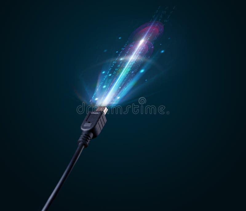 Glowing electric cable stock photo. Image of network - 62480756