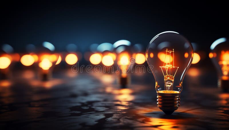 Glowing Electric Lamp Ignites Bright Ideas for Innovation Generated by ...