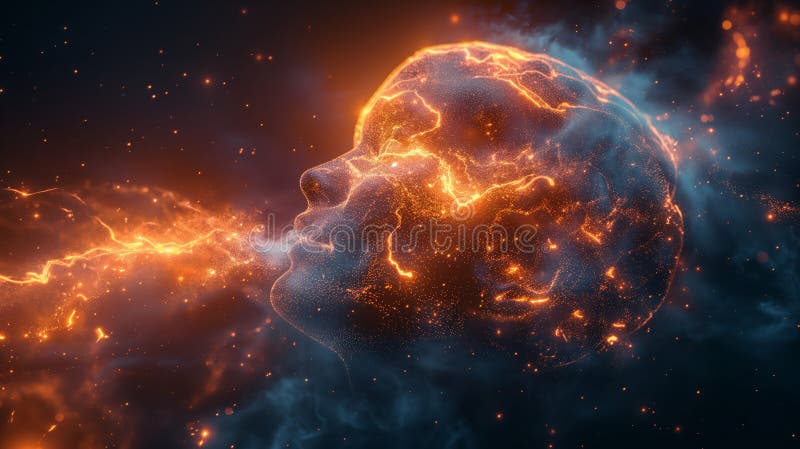 Glowing Electric Scheme in Brain Stock Illustration - Illustration of ...