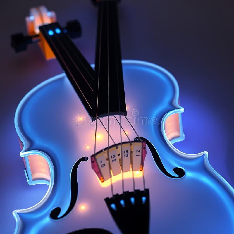 A Glowing Electric Violin with Transparent Strings Stock Illustration ...