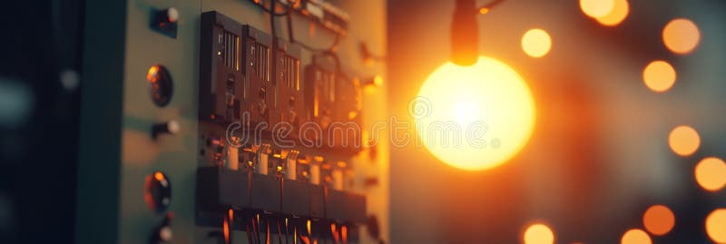 Glowing Electrical Panel Modern Homes Power Distribution Unit with ...