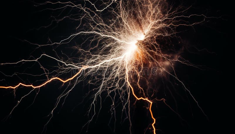 Glowing Electricity Igniting Dark Backgrounds with Fiery Natural ...