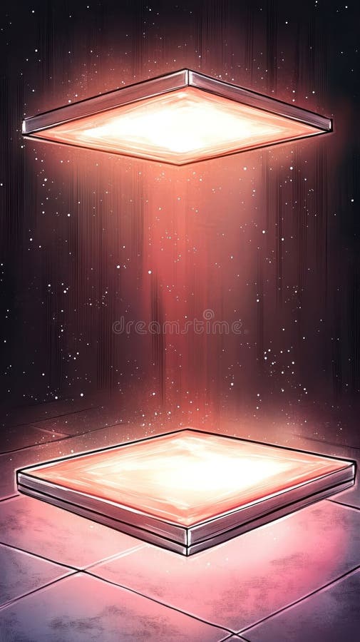 A Glowing, Elevated Platform Emits Light in a Dark, Starry Environment ...