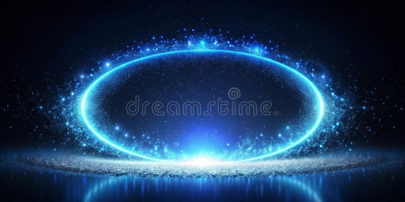 Glowing Elliptical Light Orb with Sparkling Particles on a Dark ...