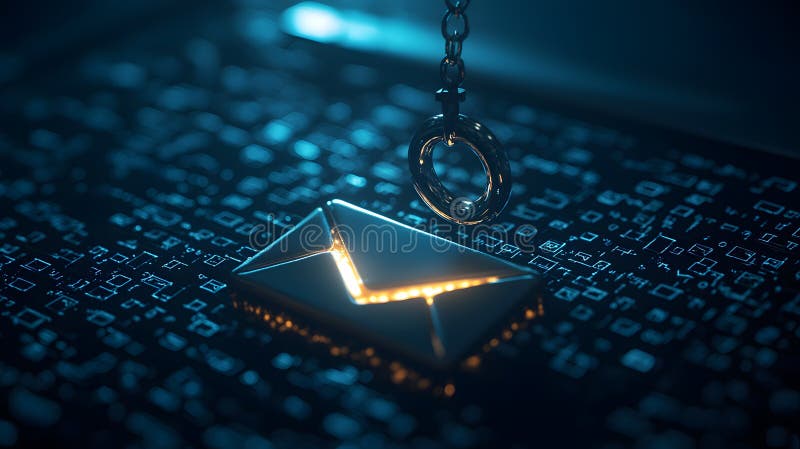 Glowing Email Hook in Phishing Visualization Stock Illustration ...