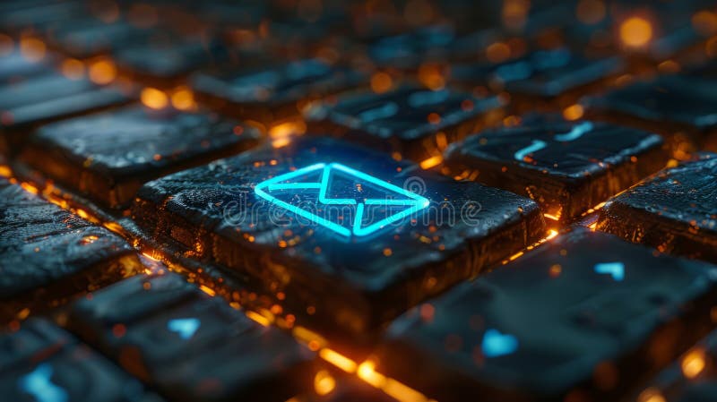 Glowing Email Icon Futuristic Keyboard Closeup Stock Photos - Free ...