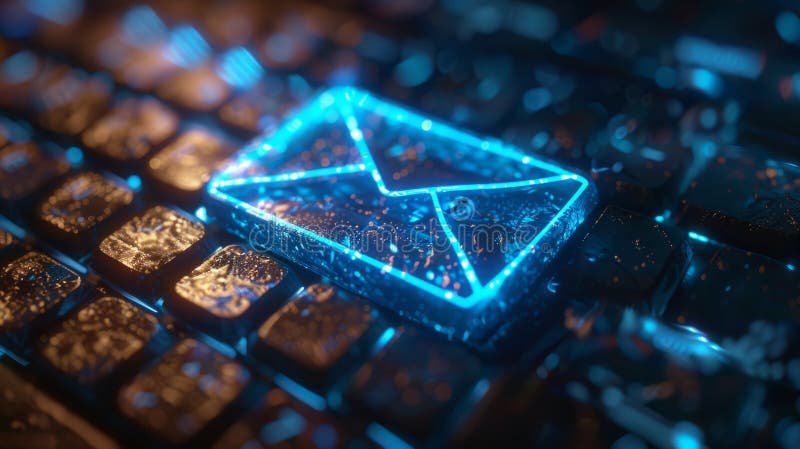 Glowing Red Email Icon Representing Phishing Attack in Digital Server ...