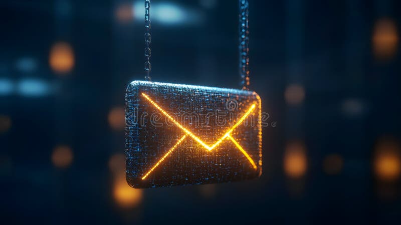 Glowing Email Icon Representing Phishing Targeting Stock Illustration ...