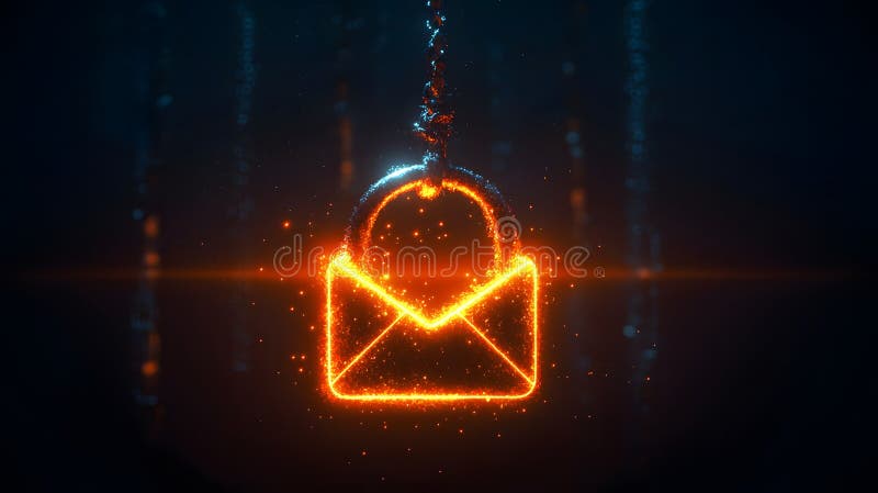 Glowing Email Icon Signifying Cybersecurity Threats Stock Illustration ...