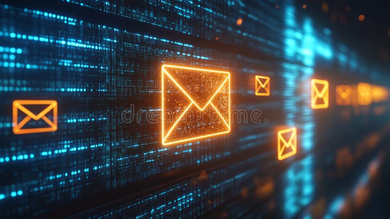 Glowing Email Icon: Symbolizing Digital Communication and Messaging in ...