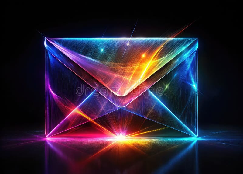 Glowing Email Symbol in Abstract Night Scene a Visual Representation of ...
