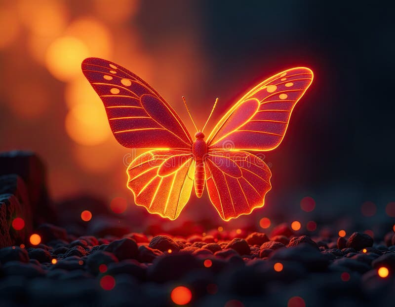 Glowing Ember Butterfly Digital Art of Transformation and Rebirth Stock ...