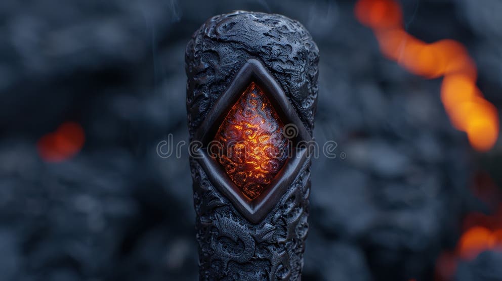 Glowing Ember within a Charred Log Stock Illustration - Illustration of ...