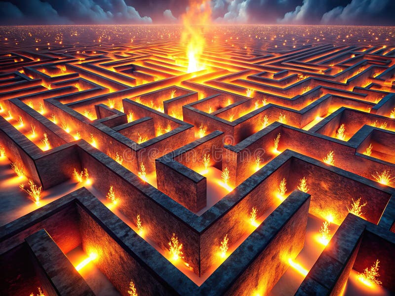 A Glowing Ember Maze an Enchanting Labyrinth of Warmth and Mystique ...