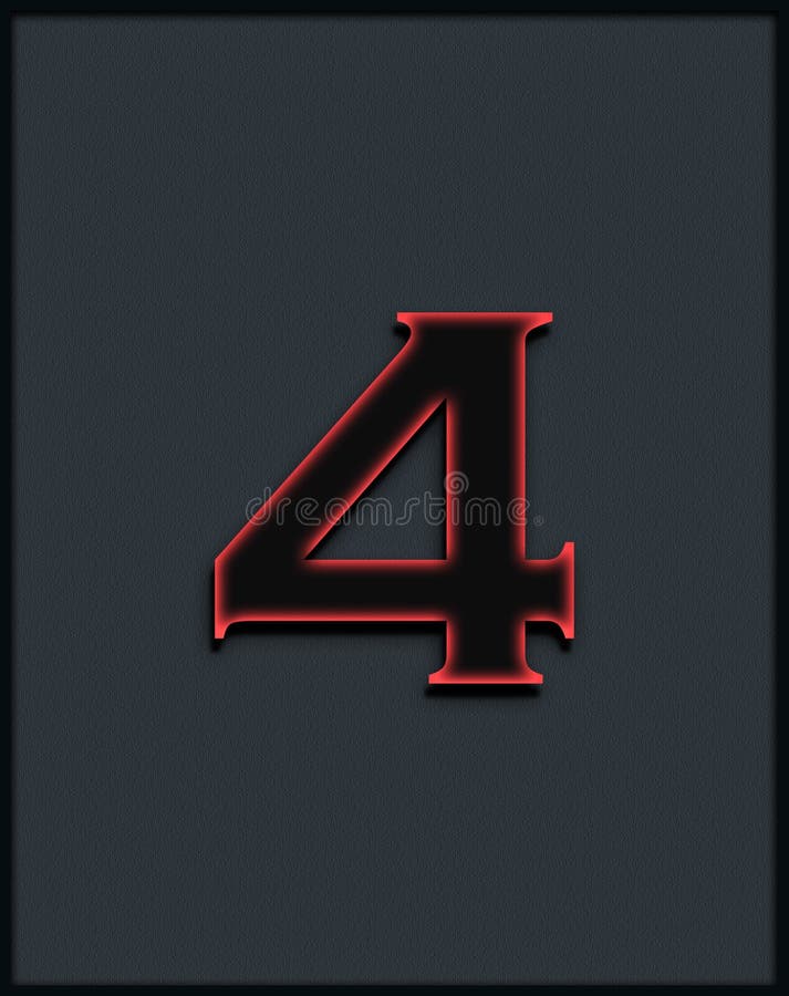 Glowing Ember Number 4 on the Grey Background Stock Illustration ...