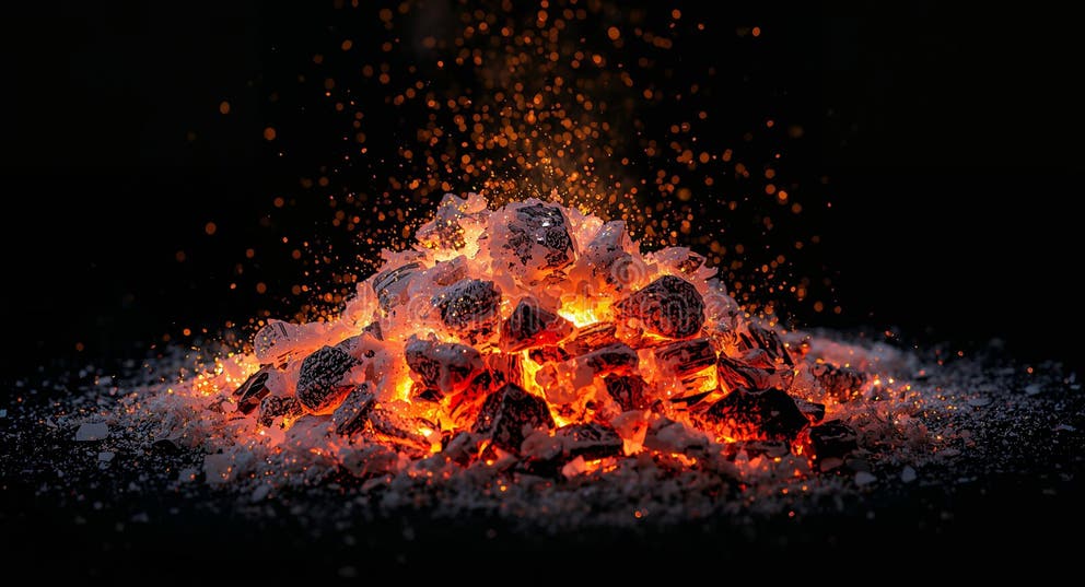 Glowing Embers and Ash. a Study in Fire and Texture, Abstract Forms on ...