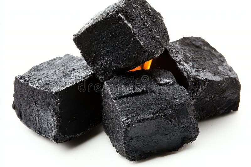 Glowing Embers: Black Rocks, Textured Cubes with a Touch of Warmth on a ...