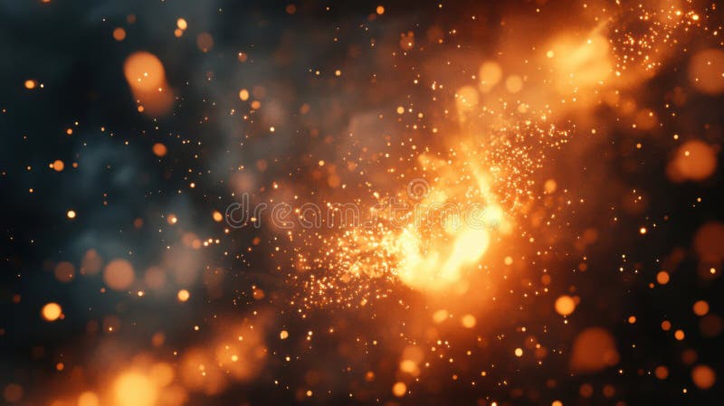 Glowing Embers. Bright Fire Sparks Floating. Hot Orange Light ...