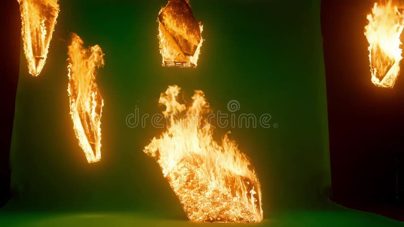 Burning Debris Falling Against Green Screen Background Stock Footage ...