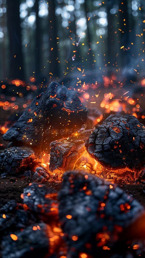 Glowing Embers in a Campfire Stock Photo - Image of adventure, magic ...