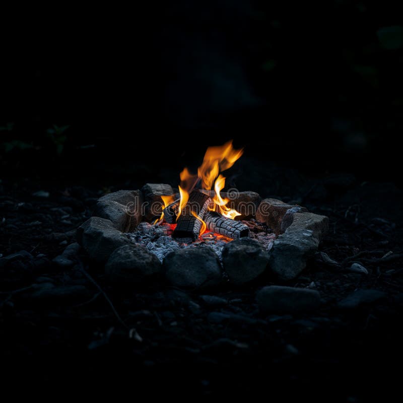 Glowing Embers: a Campfire at Night Stock Image - Image of camping ...