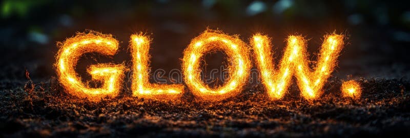 Glowing Embers Compose Letters Spelling Out GLOW on Forest Floor ...