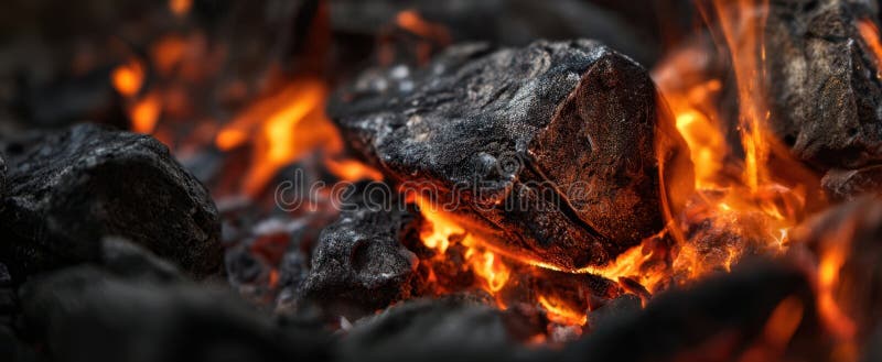 The Glowing Embers Create a Mesmerizing Fiery Landscape Over Rugged ...