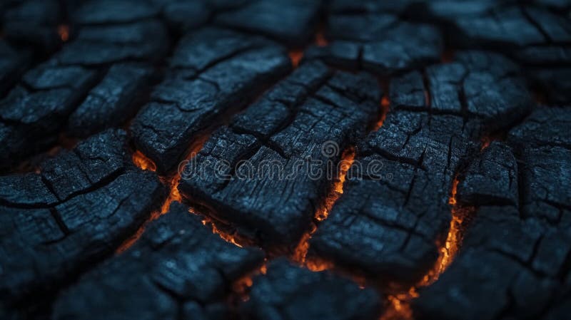 Glowing Embers in Dark Blue Charcoal Texture Stock Photo - Image of ...