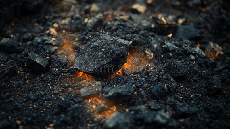 Glowing Embers and Dark Coal Rocks Ignite Stock Illustration ...