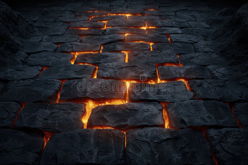 Glowing Embers in a Dark Stone Fireplace Stock Illustration ...