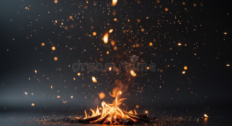 Glowing Embers and Fire Sparks on Dark Background Abstract Texture ...